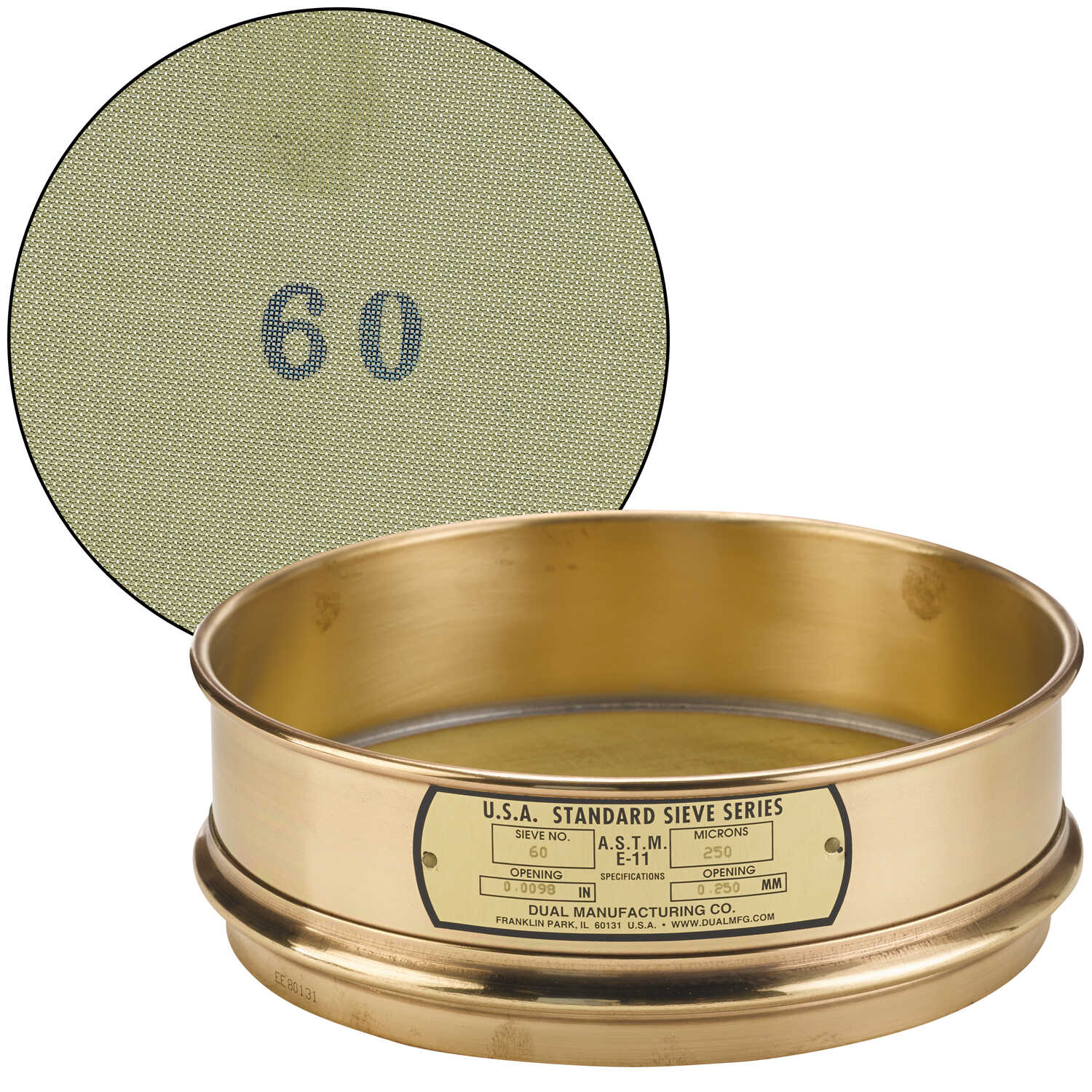 No. 60; 250 µm/0.0098” Dual Manufacturing Standard Testing Sieve | eBay